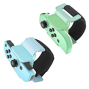 FANPL Upgrade Wrist Bands Compatible with Dance 2025/2024/2023/2022, Adjustable Elastic Strap for Switch & OLED JoyCon Controller, Fit for Adults & Children,2 Pack (for Animal Crossing Blue & Green)