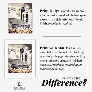 Lisa Russo Fine Art - Farmhouse Wall Decor Set of 4 Country Rustic Landscape Photographs - Barn, Fence, Hay, Windmill - Set of 4 - Not Framed - Beige, Tan, White (4 8x10 Prints)