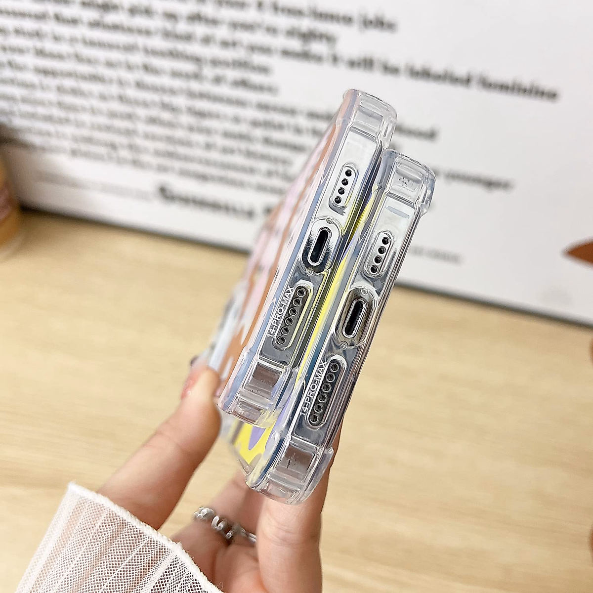 Sayoaho Compatible with iPhone 14 Pro Max Phone Case, Cute Art Wavy Painted for Women Girls, Soft TPU Edge PC Back Protective Shockproof Phone Case-Green