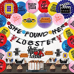 Friends TV Show Bridal Shower Decoration Kit, Hombae She Found Her Lobster Banner for Bachelorette Wedding Engagement Decorations Including Paper Fans Pom Poms Cutouts, Cake Cupcake Toppers, Balloons