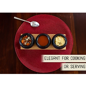 Nat & Jules Round Black 9 ounce Stoneware Spice Container and Tray Set