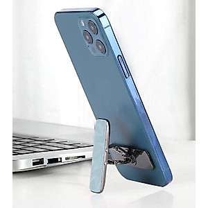 Foldable Cell Phones Kickstand 360°Rotation Multi-Angle Horizontal Vertical Invisible Mini Folding Desk Mount Holder for iPhone Smartphones (Light Blue)