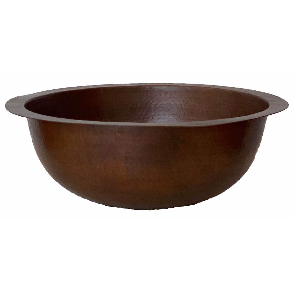 15" Round Copper Bathroom Sink Mexican Copper Bath Sink Pure Copper Hand Hammered Dual Mount Brown CPS06