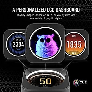 CORSAIR iCUE H100i ELITE LCD Display Liquid CPU Cooler-Custom IPS LCD Screen-40 Dynamic RGB LEDs-120mm Fans-240mm Radiator-COMMANDER CORE Smart Lighting Controller - Black