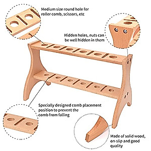 Hair Comb Holder Barbershop Vanity Bathroom Supplies Accessories Organizer Tray Wood Rustic Holder, Makeup, Styling Tools Rack