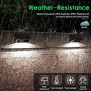 JOFIOS Solar Fence Lights, 8Modes Warm White, Cool White and RGB, Lights Outdoor Waterproof, Solar Power Deck Lights Perfect for Patio, Yard, Wall, Fence, Step. (6pack)