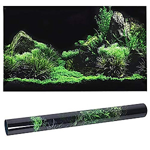 3D Effect Seafloor Water Grass Poster Self-Adhesive PVC Aquarium Fish Tank Backdrop Mural Decorative Reptile Terrarium Wallpaper Living Room Sofa TV Background Photo Wallpaper(61 * 30cm)