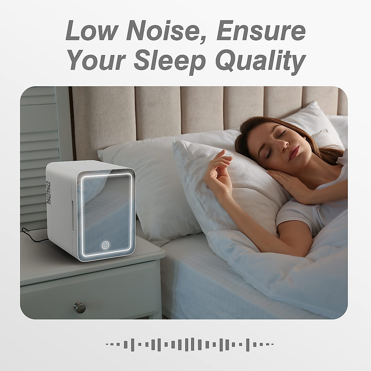 Easy-Take Skincare Fridge - Mini Fridge with Dimmable LED Mirror (4 Liter/6 Can), Cooler and Warmer, Makeup Fridge for Skincare and Food, Mini Fridge for Bedroom, Office and Car, White