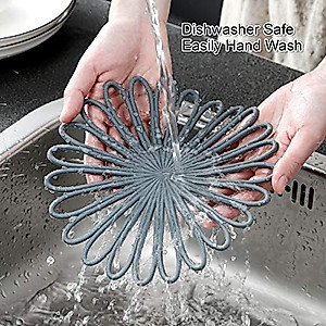 Set of 3 Silicone Trivet Mat - Hot Pot Holder Hot Pads for Table & Countertop - Trivet for Hot Dishes - Non-Slip & Heat Resistant Modern Kitchen Hot Pads for Pots & Pans, Turquoise