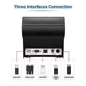 MUNBYN Receipt Printer P068, 3 1/8" 80mm Direct Thermal Printer, POS Printer with Auto Cutter - Receipt Printer with USB Serial Ethernet Windows Driver ESC/POS Support Cash Drawer