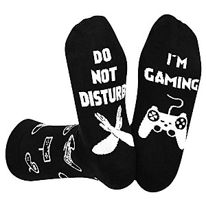 Gaming Socks Men, Novelty Funny Gamer Mid Calf Socks Gift for Game Lovers Teen Boys Kids Sons