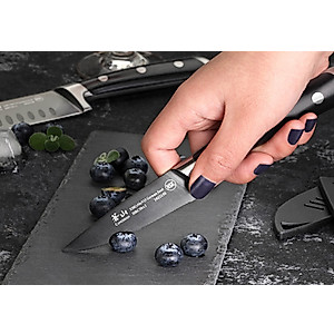 Cangshan S+ Series 1022094 German Steel Forged 2-Piece Titanium Coated Santoku Starter Knife Set with Sheaths, Noir Black