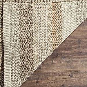 SAFAVIEH Natura Collection 4' x 6' Beige NAT101A Handmade Moroccan Boho Tribal Wool & Cotton Area Rug