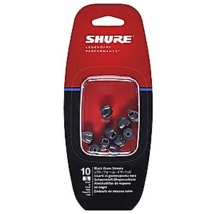 Shure EABKF1 Black Foam Sleeves, Small, 10 Pack (5 Pairs), Replacements for E1, E3, E4, E5, SCL3, SCL4, SCL5, SE110, SE210, SE310, SE420, SE530, SE115, SE215, SE315, SE425, SE535, SE846 (EABKF1-10S)