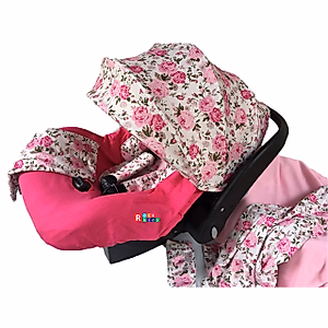 9pc Ultimate Set of Infant Car Seat Cover Canopy Headrest Blanket Hat Nursing Scarf, 25JE02