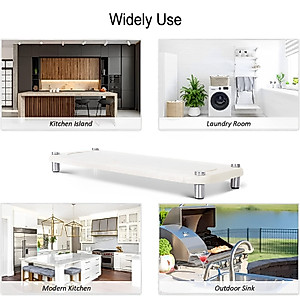 MRPPXLY Instant Dry Bathroom Sink Organizer, Diatomaceous Earth Sink Tray Sponge Holder for Kitchen Sink Pedestal Stand Riser with Stainless Steel Feet Protection for Modern Home- (Light Grey)