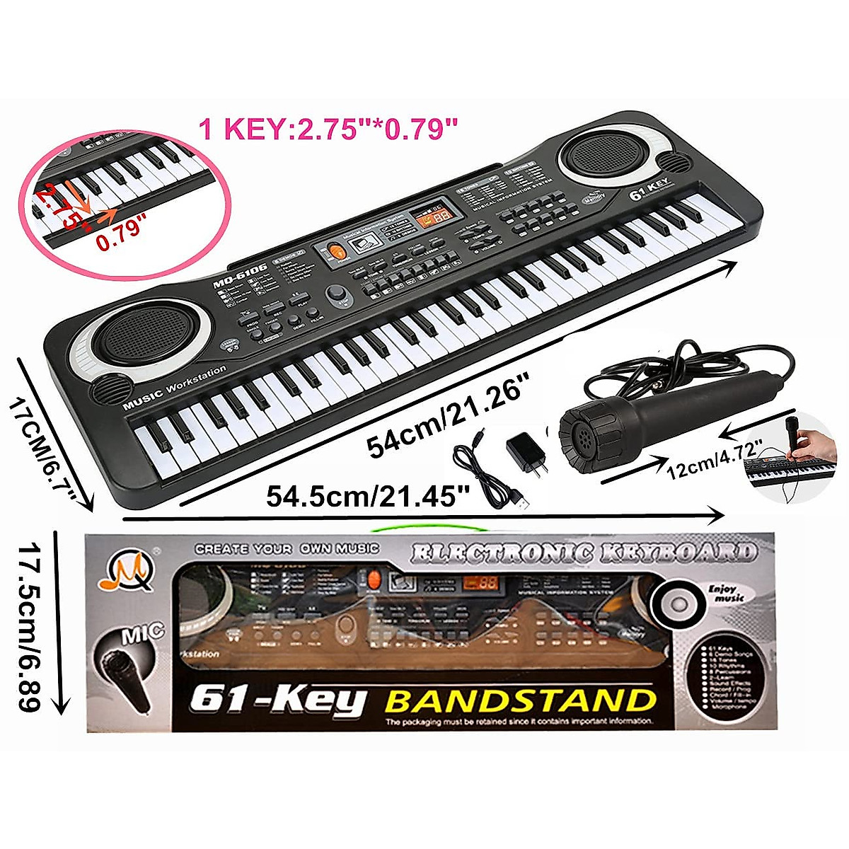 Keyboard Piano for Kids Portable Electric Digital Piano Keyboards Musical Instruments Toy Multi-Function w/ Microphone Birthday for Kids Children