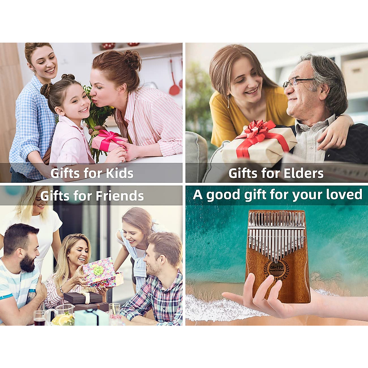 HONHAND Kalimba 17 Keys Thumb Piano, Easy to Learn Portable Musical Instrument Gifts for Kids Adult Beginners with Tuning Hammer and Study Instruction. Known as Mbira, Wood Finger Piano