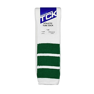TCK Retro 3 Stripe Tube Socks (Kelly Green, Large)