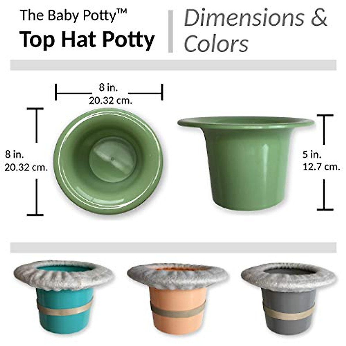 Top Hat Potty for Newborn Infant Potty Training | Elimination Communication | Includes 100% Cotton Undyed Fleece Cozy | Anti-Slip Rubber Band | for EC Baby Potty Training (Grey)