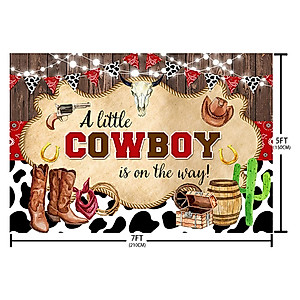 AIBIIN 7x5ft Cowboy Baby Shower Backdrop for Boys Wild West Oh Baby Photography Background Western Rodeo Cow Country Baby Shower Party Decorations Banner Photoshoot Props