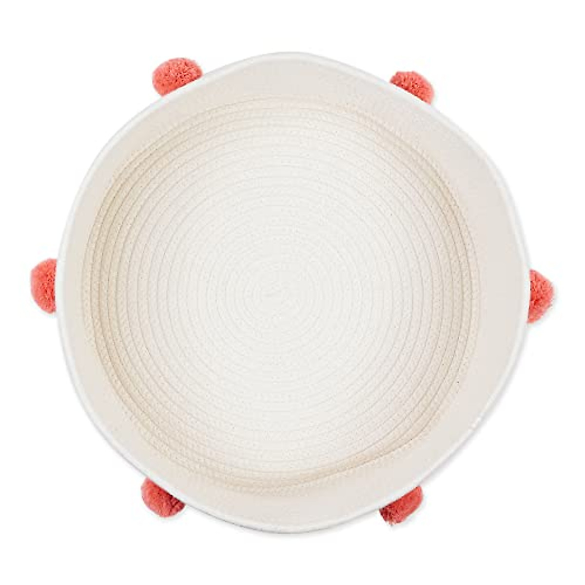 Bone Dry Pet Storage Collection Decorative Cotton Rope Basket/Bed, 15.75x6.25, White/Pink Pom Poms