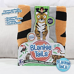 Blankie Tails Wearable Tiger Blanket for Kids - Double Sided, Soft, Fleece Animal Blanket - Use for Sleepover, Bedding, Bed, Costume, Pajamas, Sleeping Bag - Toys Tiger Gifts for Girls and Boys