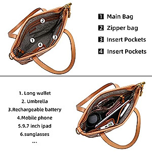 BRIRT Genuine Leather Women Tote Handbags Satchel Hobo Bag Womens Crossbody Bags (Brown)…