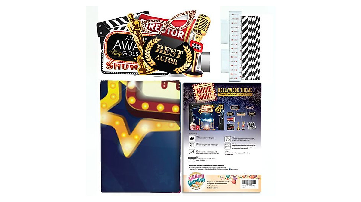Hollywood Movie Theme Photography Backdrop & Props DIY Kit