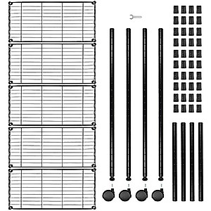 Simple Deluxe Heavy Duty 5-Shelf Shelving Unit 1250Lb Capacity, 29.92" D x 13.98" W x 62.99" H, 5 Tier, Black