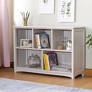Guidecraft Classic Bookshelf - Gray: Wooden 5-Compartment Storage Shelving Unit for Kids Toys, Books, Paper, TV, and Bins - Children's Playroom Bookcase Furniture