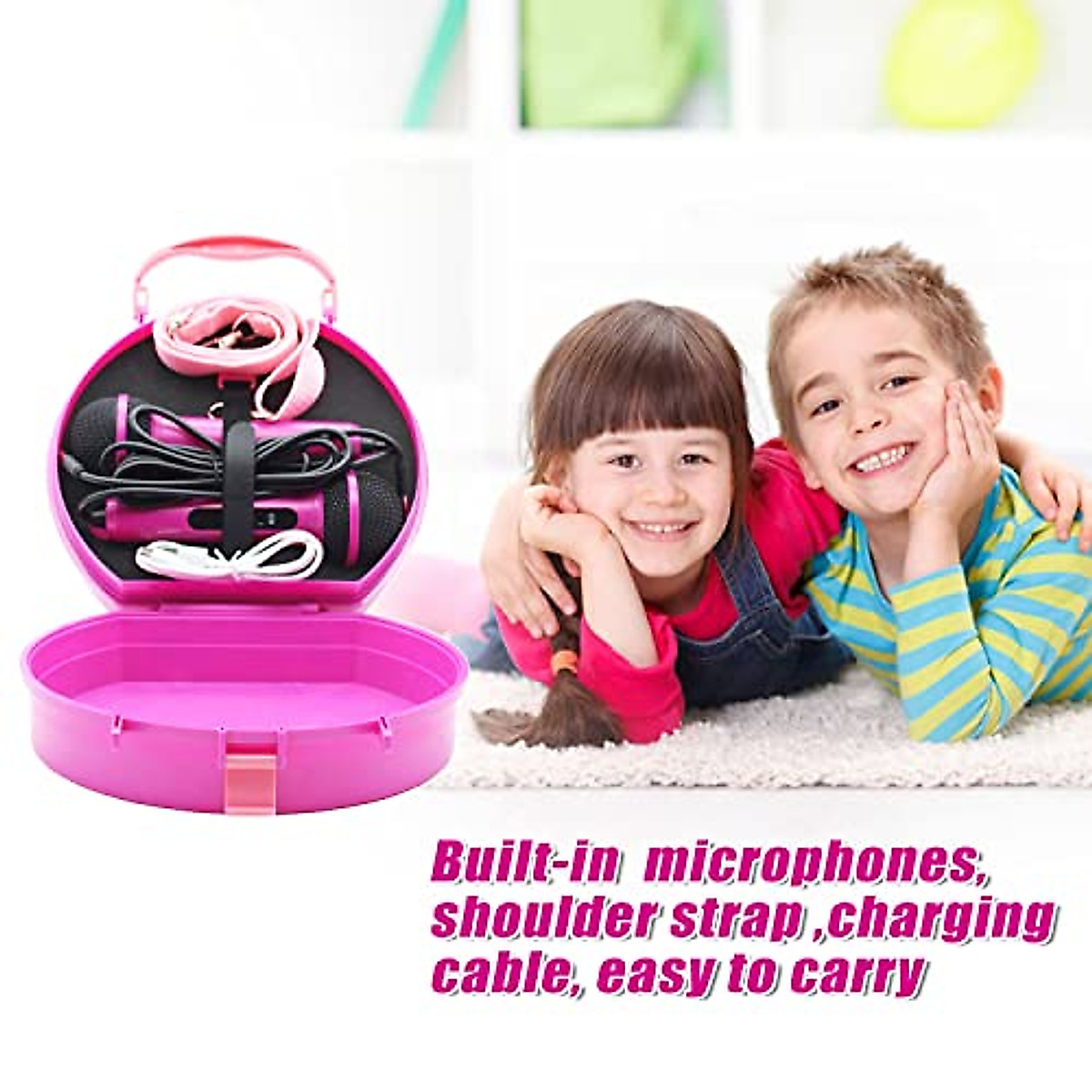 Kids Karaoke Machine for Girls Boys with 2 Microphones Toddler Singing Karaoke Toys Children Karaoke Singing Machine Recording Voice Changing Speaker for Party Birthday Festival Gift