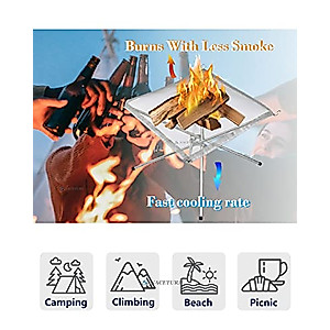 NACETURE 22 Inch Portable Outdoor Fire Pit - Portable Fire Pit Collapsing Stainless Steel Mesh Fireplace Foldable - Camping Gear for Patio, Backyard and Garden add 5 Pack Roasting Sticks