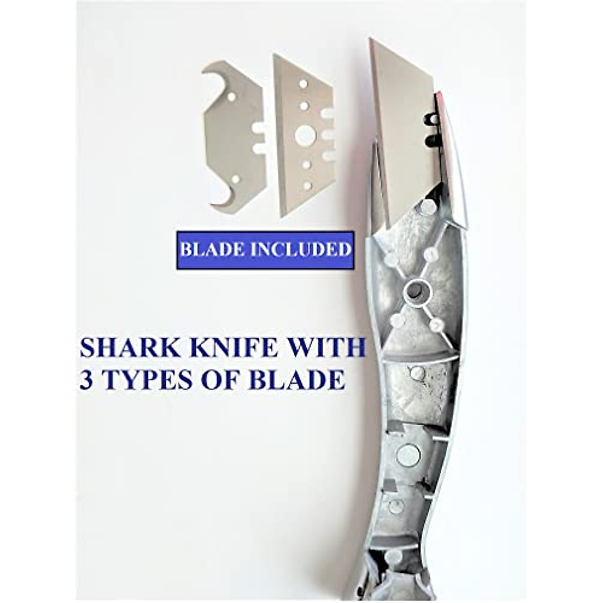 Zimpty shark knife with utility knife and 10 pcs blades combo | Box Cutter Heavy Duty Shark Knife Vinyl Knife Utility Knife Roofing Knife Delphin Dolphin Carpet Knife