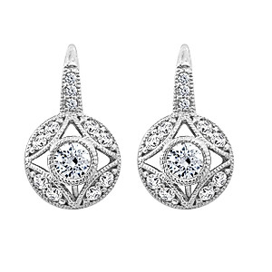 DIAMONBLISS Yellow Gold/Rose Gold/Rhodium Plated Sterling Silver Cubic Zirconia 1 carat Antique Design Leverback Earrings