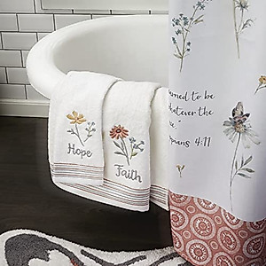 SKL Home Faithful Flowers Hand Towel,Cotton , White Small