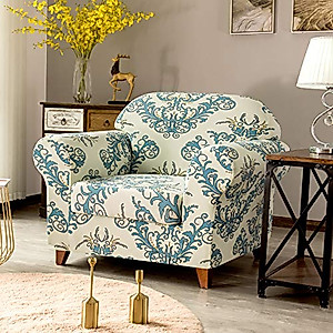 TIKAMI Stretch Printed Sofa Slipcover 2-Piece Couch Cushion Cover Washable Furniture Protector (Small, Green)