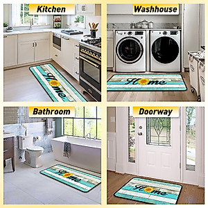 flippana Teal Kitchen Rugs and Mats Non Skid Washable, Non-Slip Backing Kitchen Rug Set of 2 for Floor, Kitchen Decor Runner Rug Sets for Kitchen (17"x47.2"+17"x30", Teal)