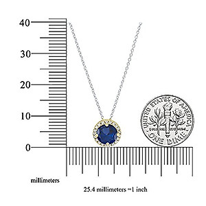 Dazzlingrock Collection 14K 7 MM Round Blue Sapphire & Diamond Women Halo Pendant with 18 inch Silver Chain in Yellow Gold