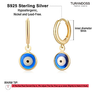 Bule Evil Eye Earrings Huggie Hoop, Bule Evil Eye Drop Earrings Huggie Hoop Earrings for Women Hoops Cuff Cartilage Hypoallergenic Bule Evil Eye Huggie Hoop Earrings for Women