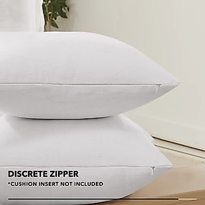 Deconovo 4 PCS White Blank Cushion Covers for Sublimation, Faux Linen Pillow Covers with Invisible Zipper, Soft Pillow Covers for Bench,18x18 Inch, Set of 4 Case Only No Insert