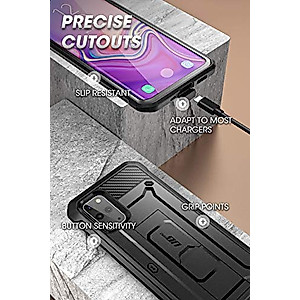SUPCASE UB Pro Series Designed for Samsung Galaxy S20 Plus 5G Case, Built-in Screen Protector with Full-Body Rugged Holster & Kickstand for Galaxy S20 Plus (2020 Release) (Black)