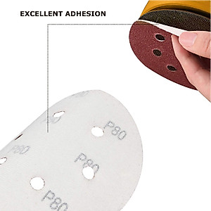 100 Pack 6 Inch 80 Grits Hook and Loop Sanding Disc 6 Holes Sand Paper for Random Orbital Sander Pads, Orbit Sander Sandpaper,Hook and Loop Round Sand Paper