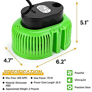 Pool Cover Pump Above Ground, Water Pump for Pool Draining, Submersible Water Pump Sump Pump with 16 Ft Drainage Hose & 25 Ft Extra Long Power Cord (840GPH-Green, Green)