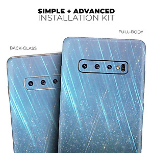 DesignSkinz Strachted Blue and Gold Protective Vinyl Decal Wrap Skin Cover Compatible with The Samsung Galaxy S20 (Screen Trim & Back Glass Skin)