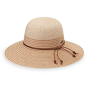 Wallaroo Hat Company Women’s Petite Marseille Sun Hat – UPF 50+ Sun Protection, Packable Design and Adjustable Sizing for Smaller Crown Sizes – Sun Hat for Elegant Outdoor Events (White/Beige/Camel)