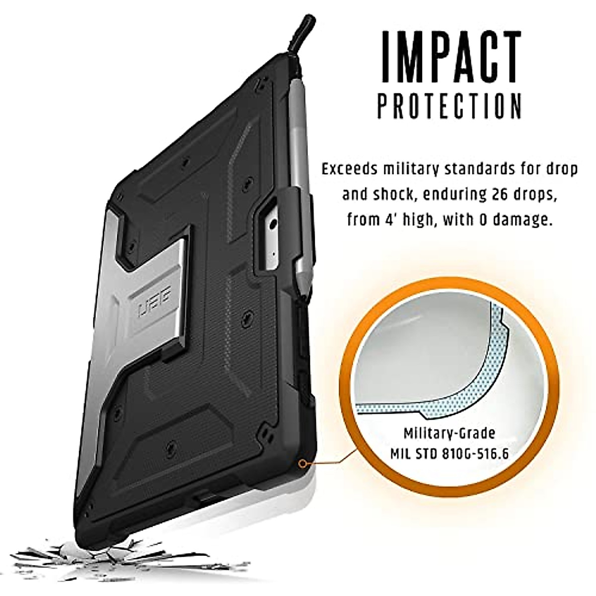 URBAN ARMOR GEAR UAG Designed for Microsoft Surface Go 4/ Surface Go 3 / Surface Go 2 / Surface Go Case 10.5" Metropolis Feather-Light Rugged Aluminum Stand Military Drop Tested Cover Black