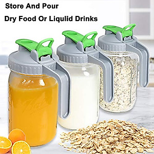 32 Oz Glass Mason Jars Pitcher With Handle Lids, 1 Quart Wide Mouth Jar Pitcher With Flip Cap Pour Spout For Cold Coffee Iced Tea Fridge Drinking Airtight & Leakproof