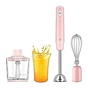 MXJCC Hand Blender, Powerful Immersion Blender Handheld, Smart Pressure Speed Control Portable Stick Mixer Perfect for Smoothies, Baby Food & Soup (Color : Pink)