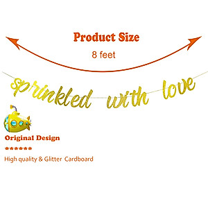Sprinkled with Love Banner, Baby Shower Banner, Bridal Shower, Wedding Party Garland Bunting Decorations - Gold Glitter
